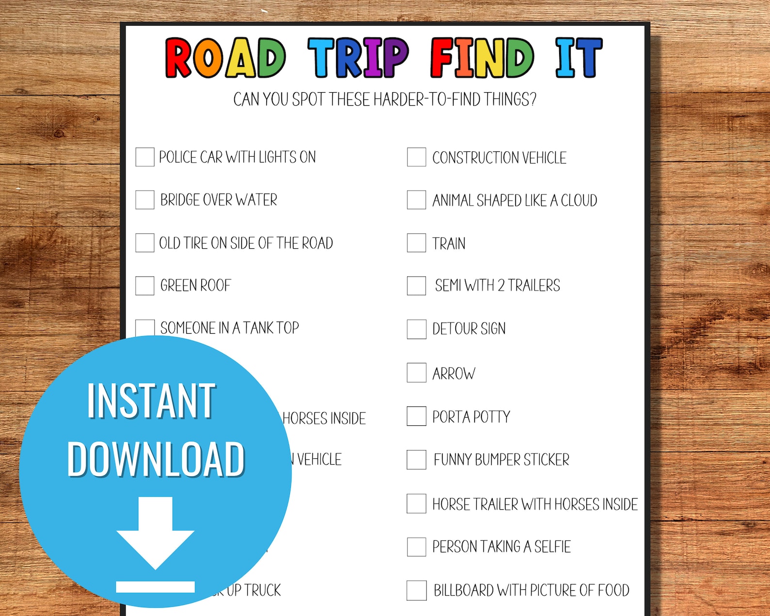 Road Trip Find It Game, Scavenger Hunt Printable for Kids, Car Ride ...