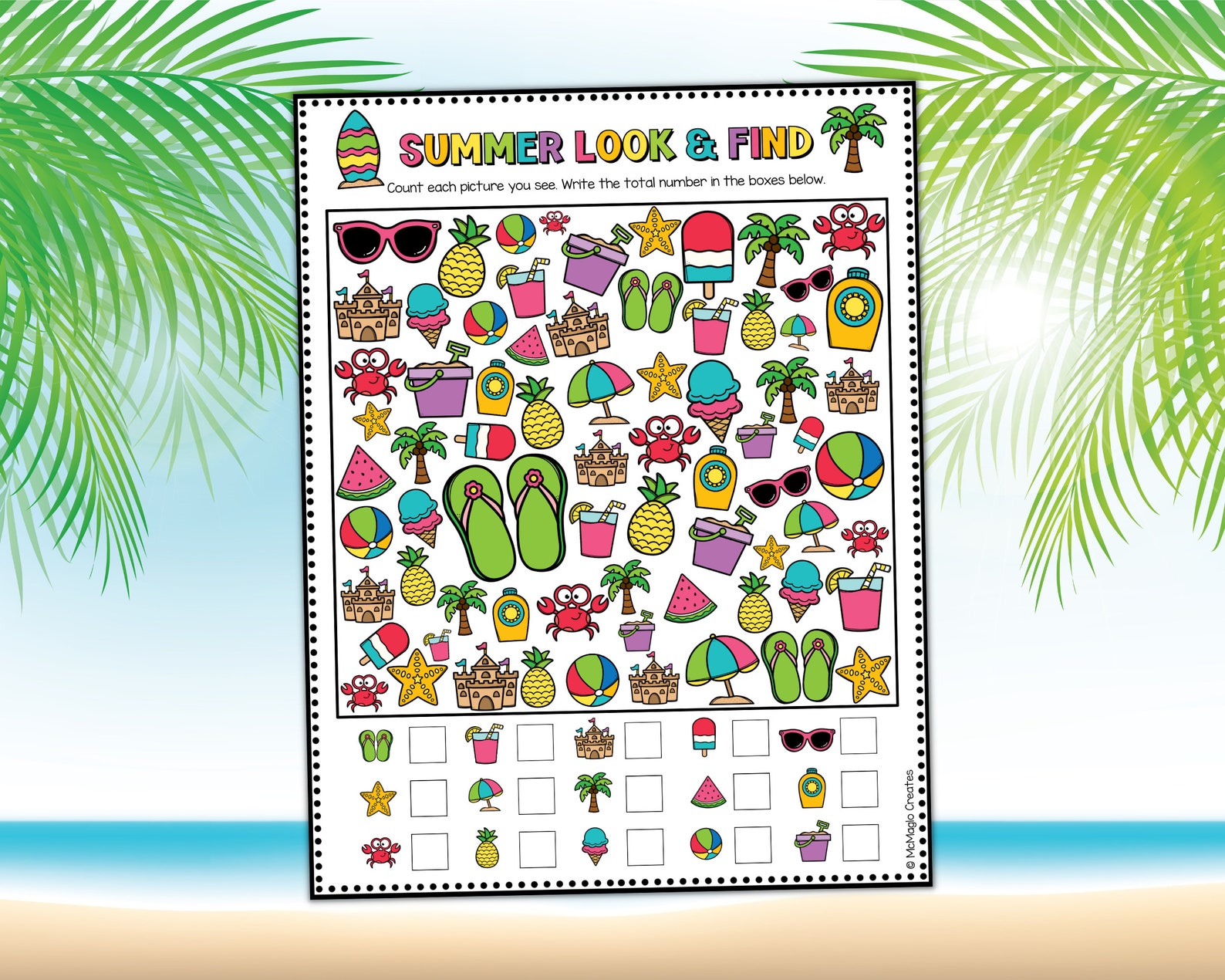 Summer I Spy Activity for Kids, Kids Summer Printable, Summer Themed ...