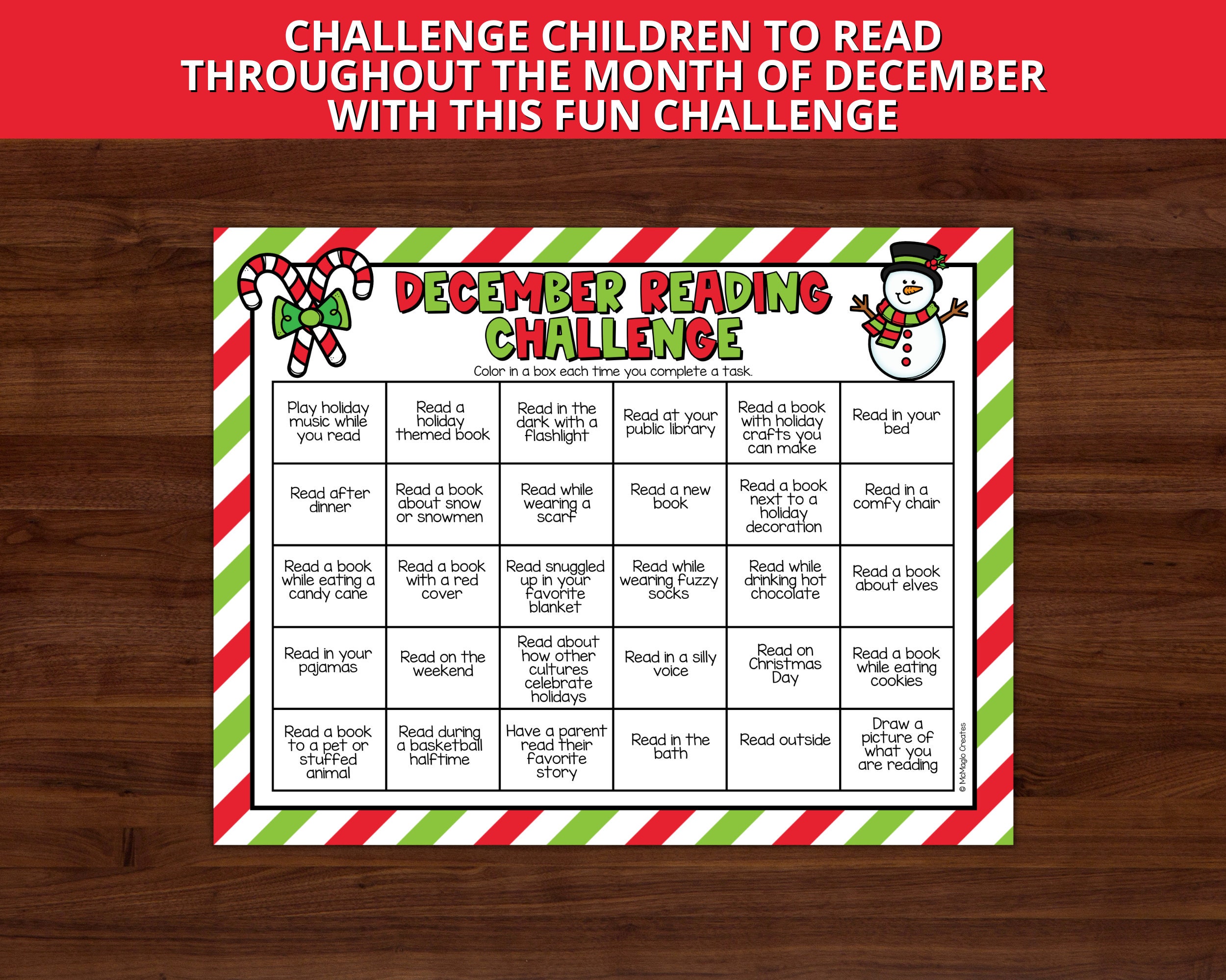 December Reading Challenge for Kids, Reading Printable Activities ...