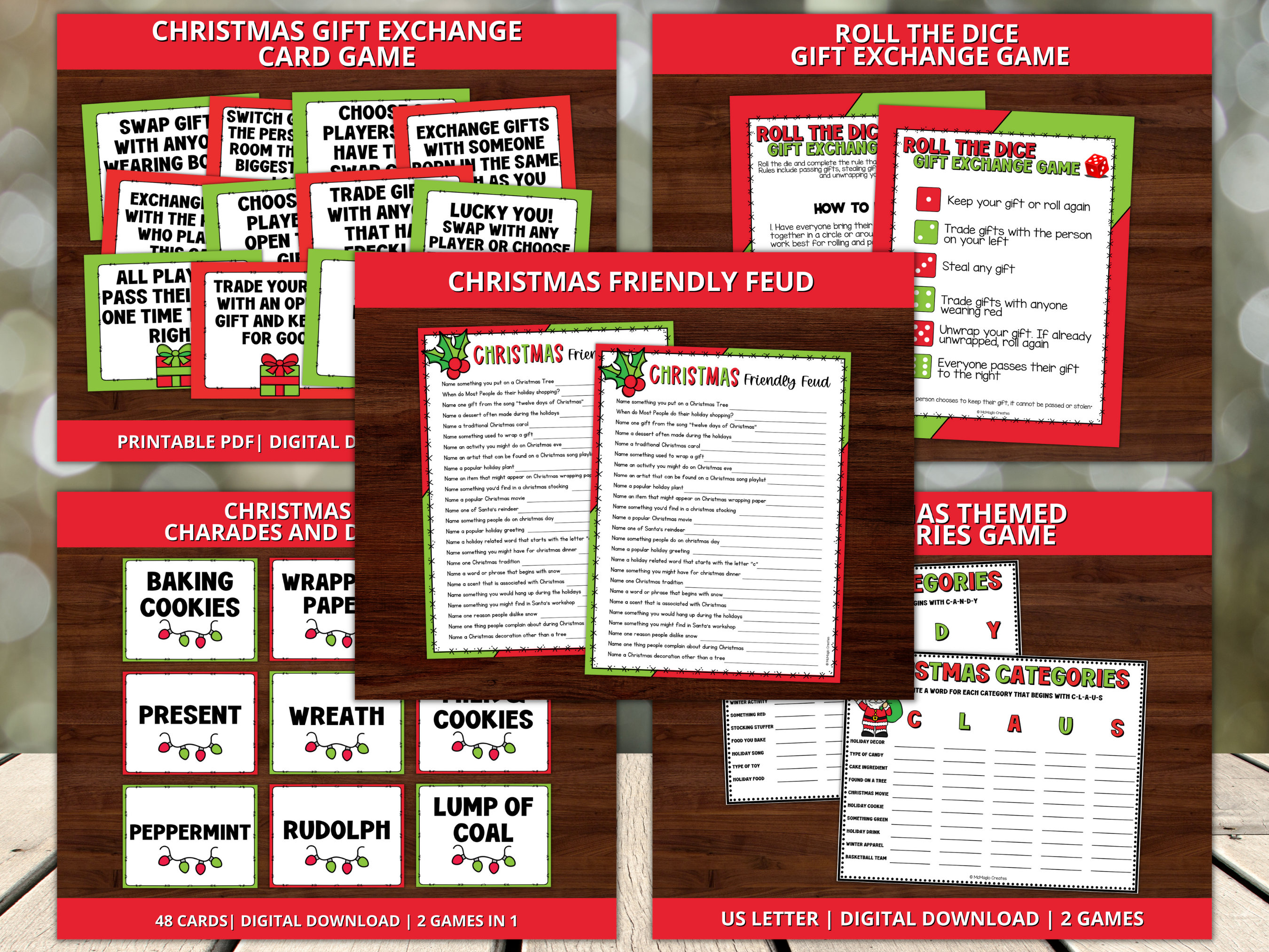 Holiday Party Games for Large Groups, Christmas Party Game Bundle ...