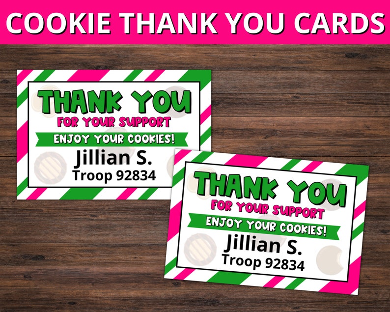 Editable Girl Scout Cookie Thank You Cards Cookie Thank You Tags