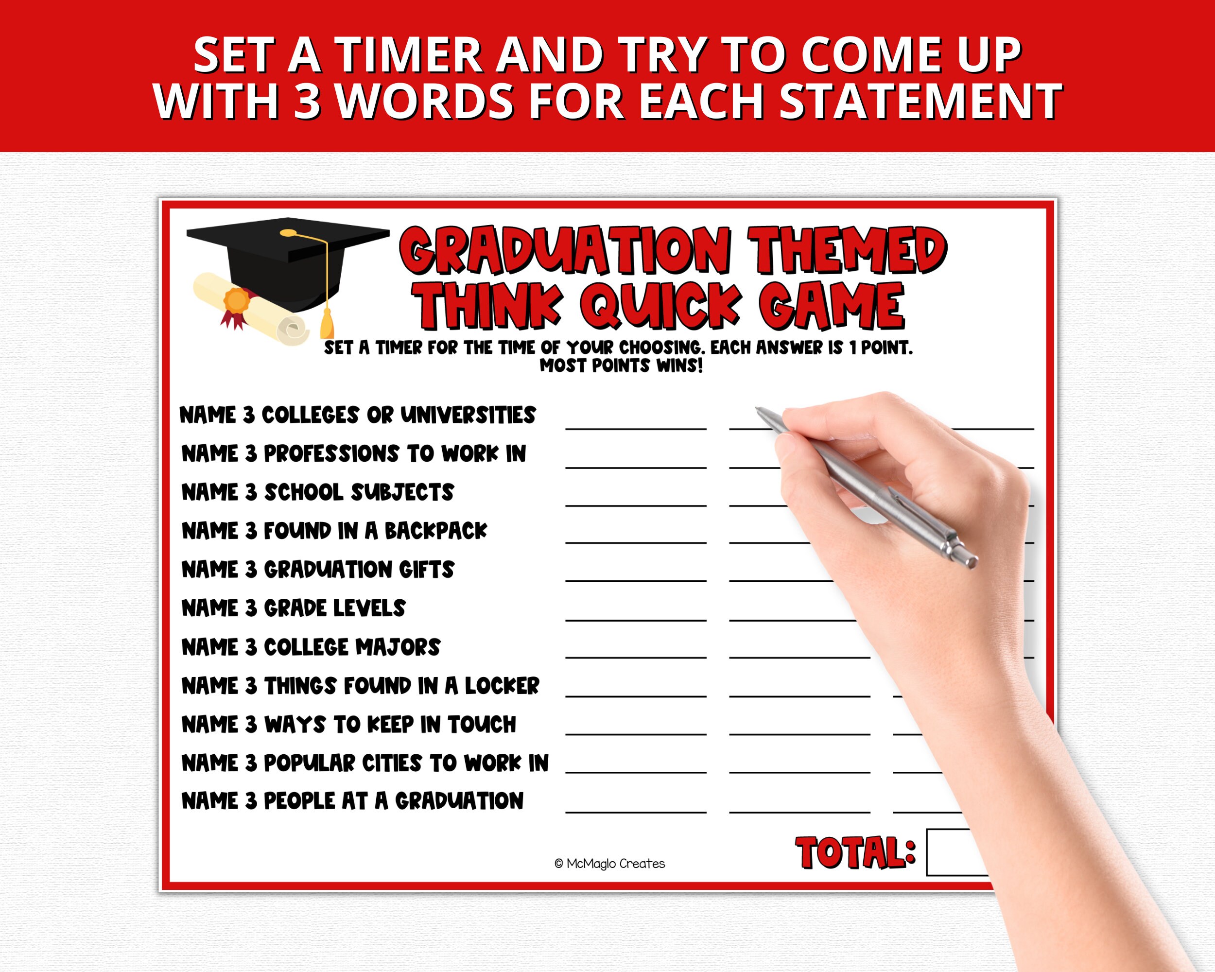 Graduation Think Quick Game Graduation Party Games - Etsy
