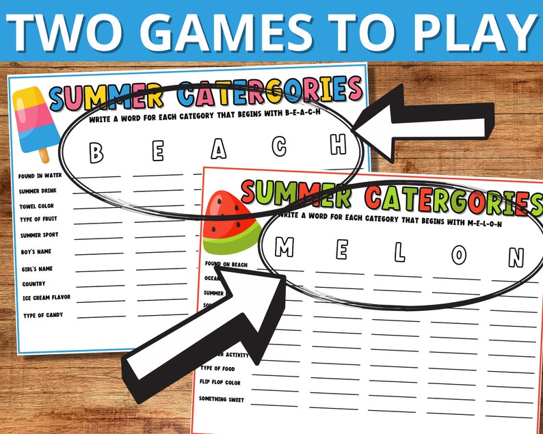 Summer Categories Game Printable Summer Game for Kids & - Etsy
