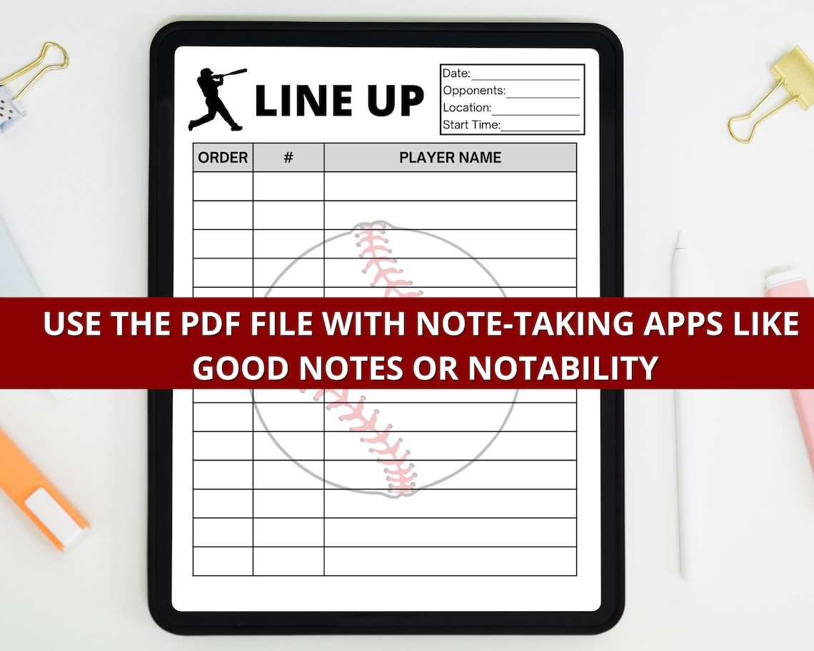 Baseball Line up Card Template Batting Line up Printable - Etsy