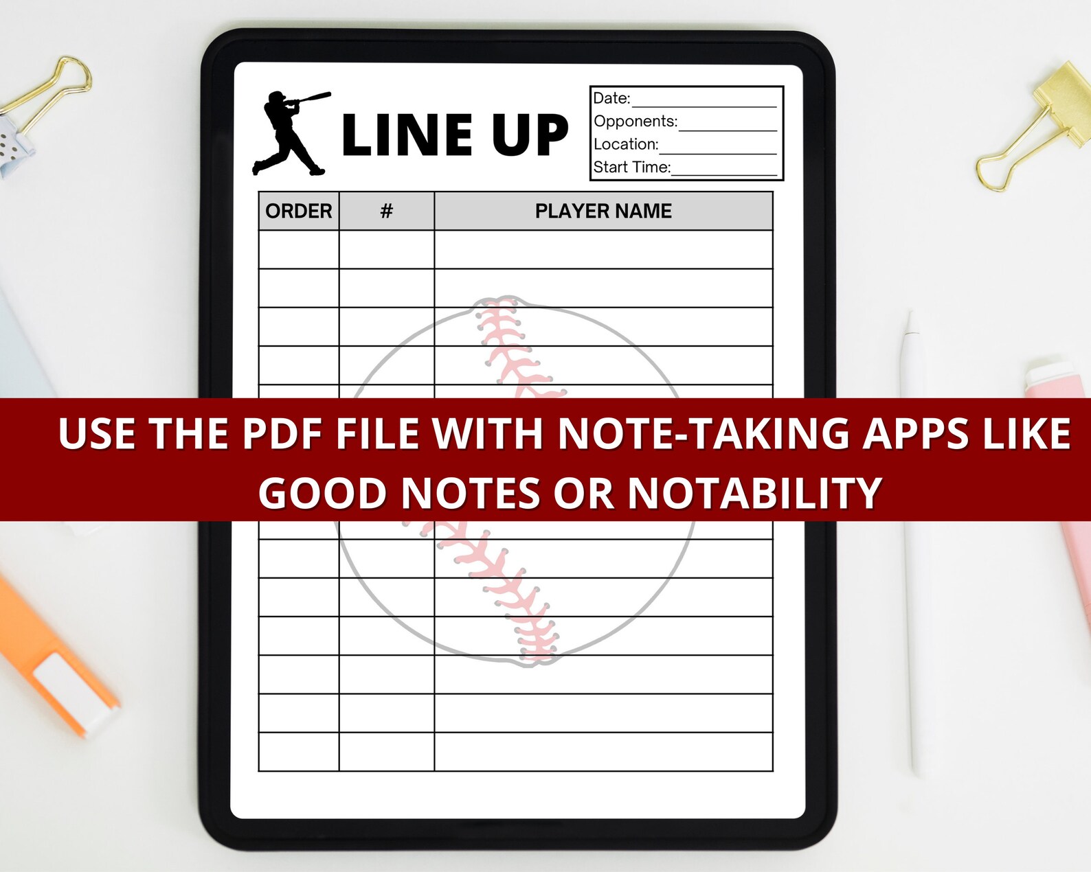 Baseball Line up Card Template Batting Line up Printable - Etsy