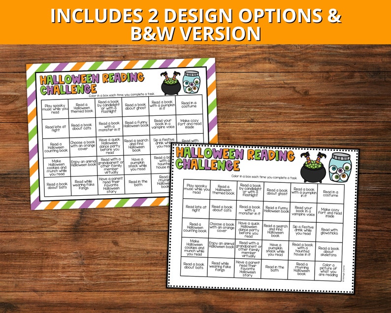 Halloween Reading Challenge for Kids Printable Reading - Etsy
