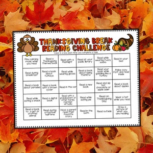 Thanksgiving Break Reading Challenge for Kids, Reading Printable ...