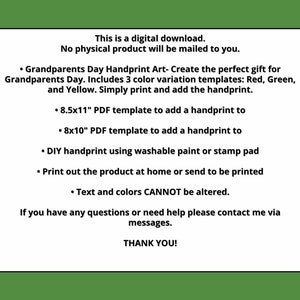 Grandparents Day Handprint Art, Grandparents Day Keepsake, Toddler ...