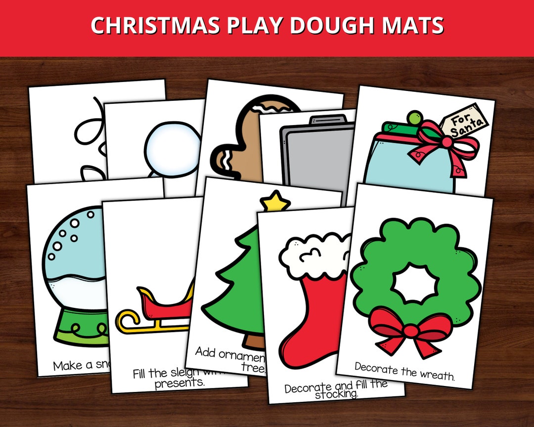 Christmas Play Dough Mats, Printable Play Dough Mats, Christmas ...