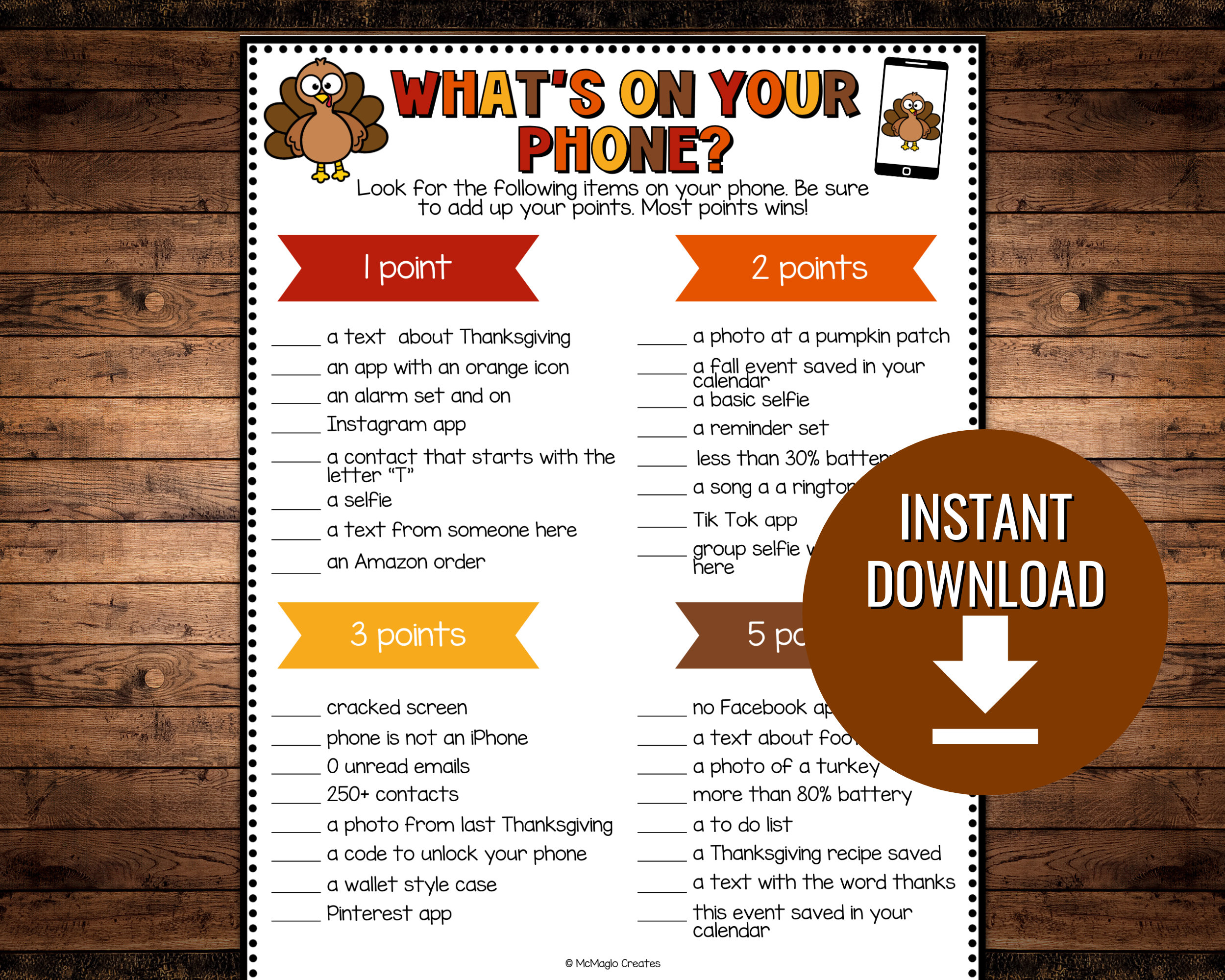 Thanksgiving What's on Your Phone Game, Thanksgiving Printable Games - Etsy