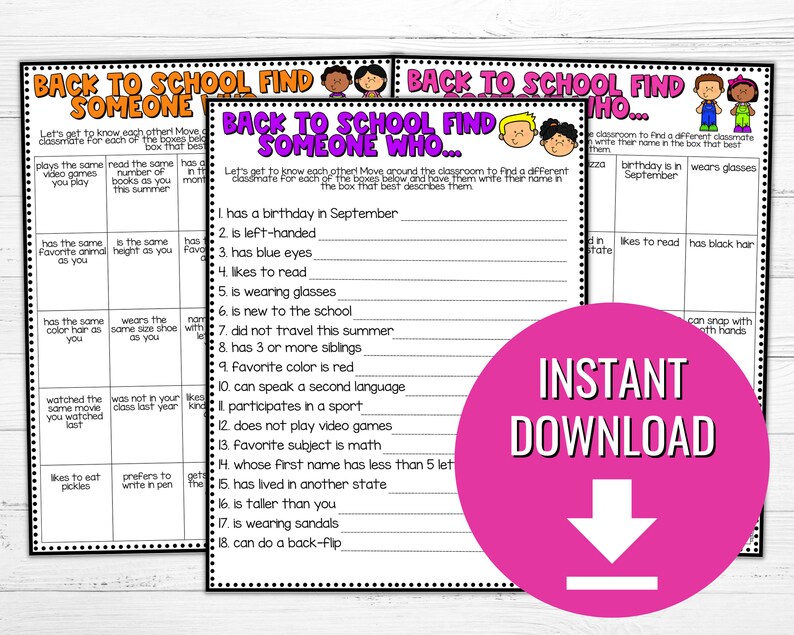 Find Someone Who Back to School Activity, Get to Know You Activity for ...