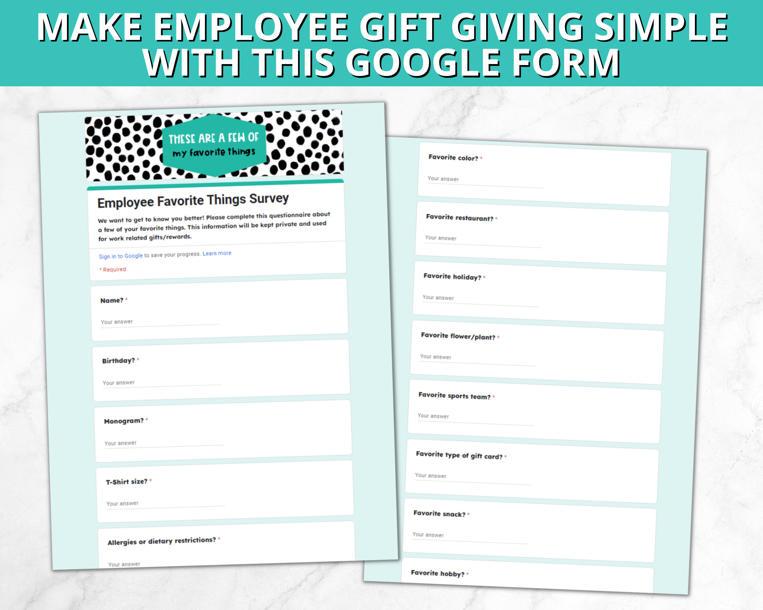 Employee Favorite Things Questionnaire, Editable Google Form - Etsy Employee Favorite Things Questionnaire, Editable Google Form - Etsy
