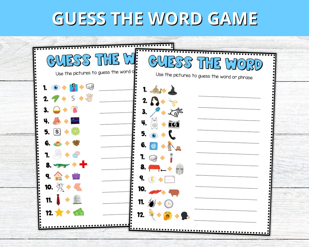 Guess the Word Game, Rebus Puzzles and Brain Teasers, Rainy Day ...