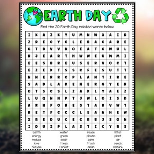 Earth Day Word Search, Earth Day Printable - Etsy