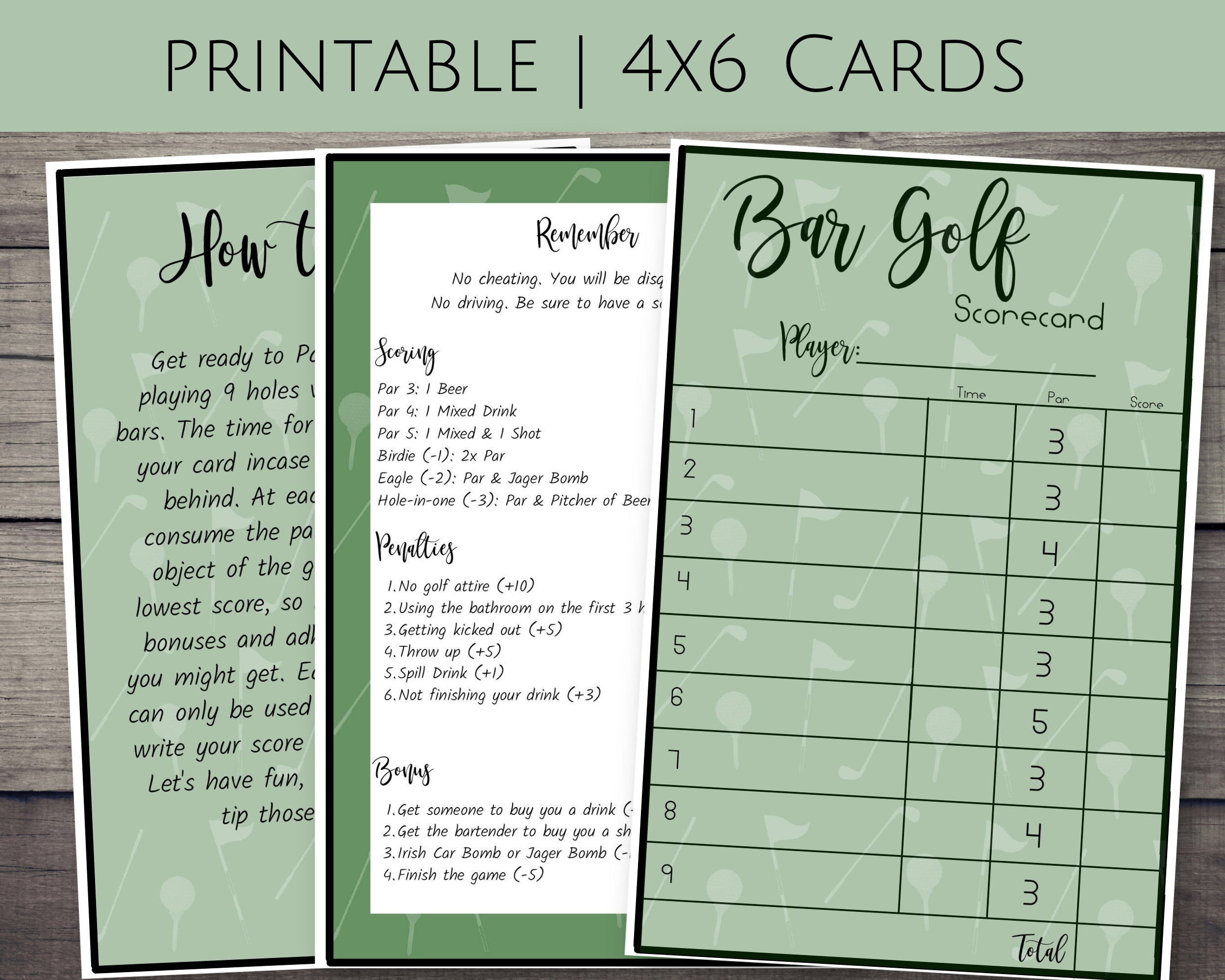 Customizable Bar Golf Game Bar Golf Score Card - Etsy