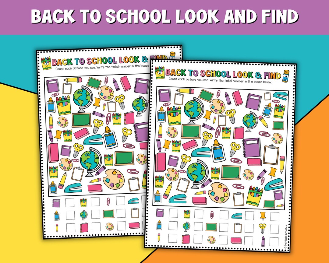Back to School I Spy Activity for Kids, Back to School Printable, Back ...