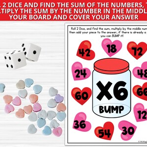 Valentine's Day Multiplication Bump Game, Valentine Classroom Activity ...