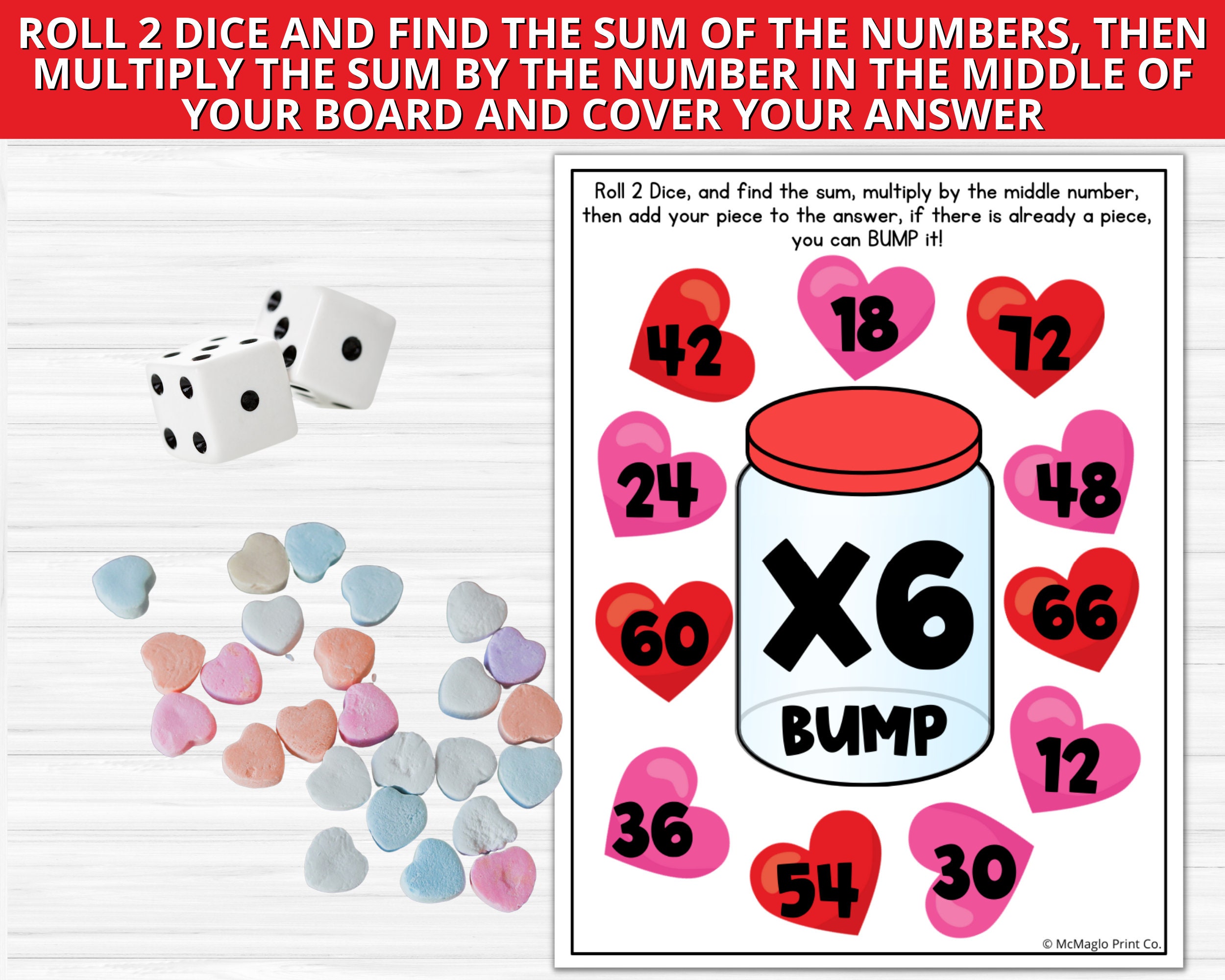 Valentine's Day Multiplication Bump Game, Valentine Classroom Activity ...