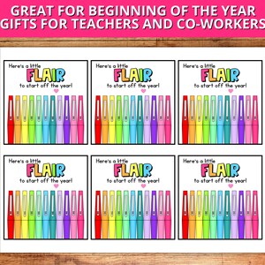 Back to School Teacher Gift Tag, Flair Pen Gift Tag, First Day of ...