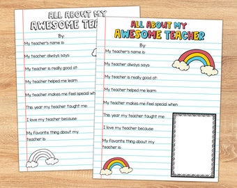 Teacher Appreciation Week All About My Teacher Questionnaire - Etsy
