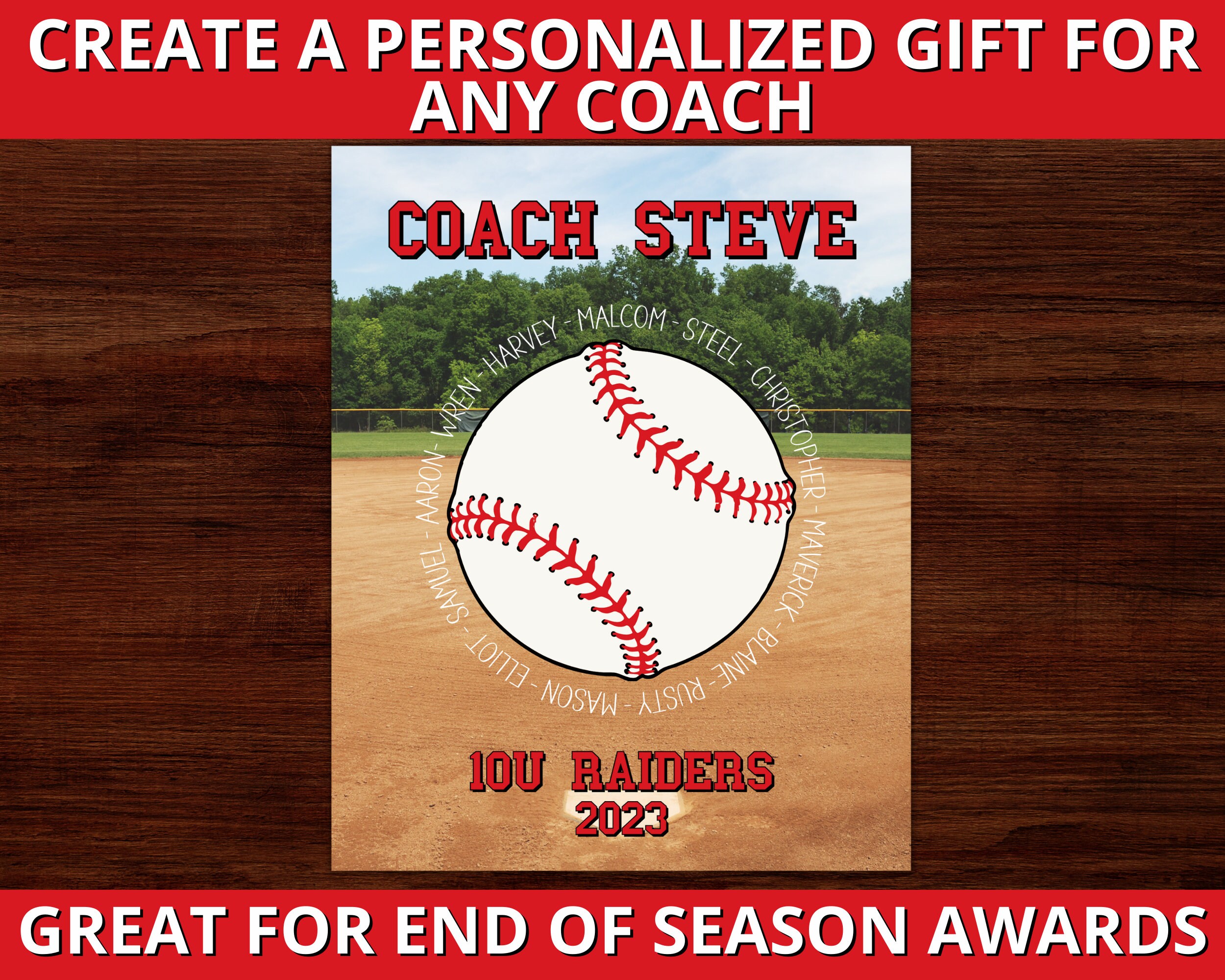 Custom Baseball Coach Gift, Thank You Baseball Coach Printable ...