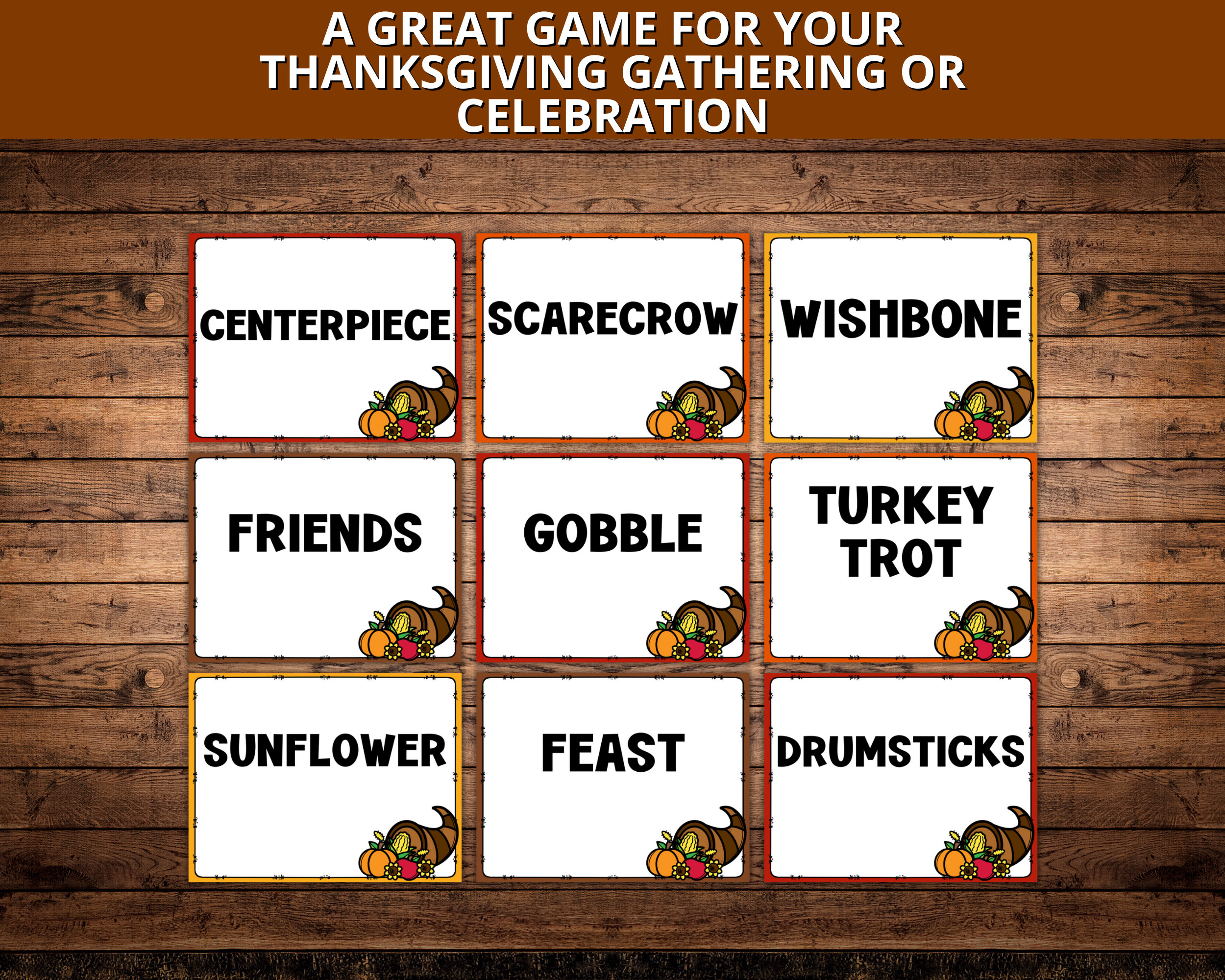 Thanksgiving Charades Printable Game, Thanksgiving Draw It Game ...