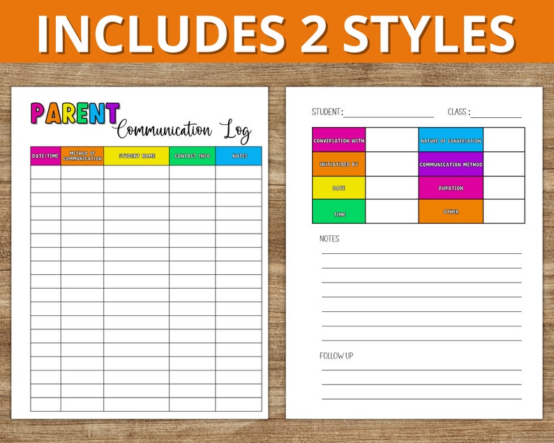 Parent Communication Log Teacher Communication Record - Etsy