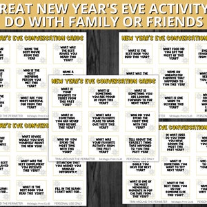 New Year's Eve Conversation Cards, New Year's Eve Party Game, New Year ...