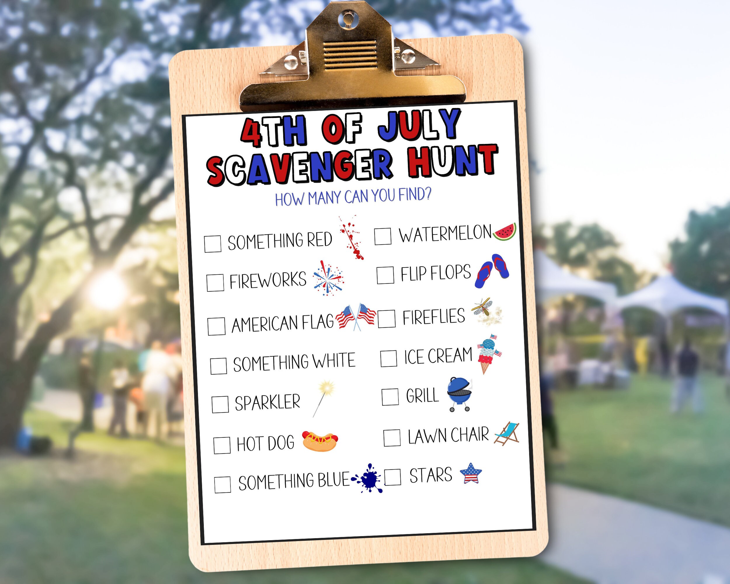4th of July Scavenger Hunt 4th of July Printable Activity for - Etsy