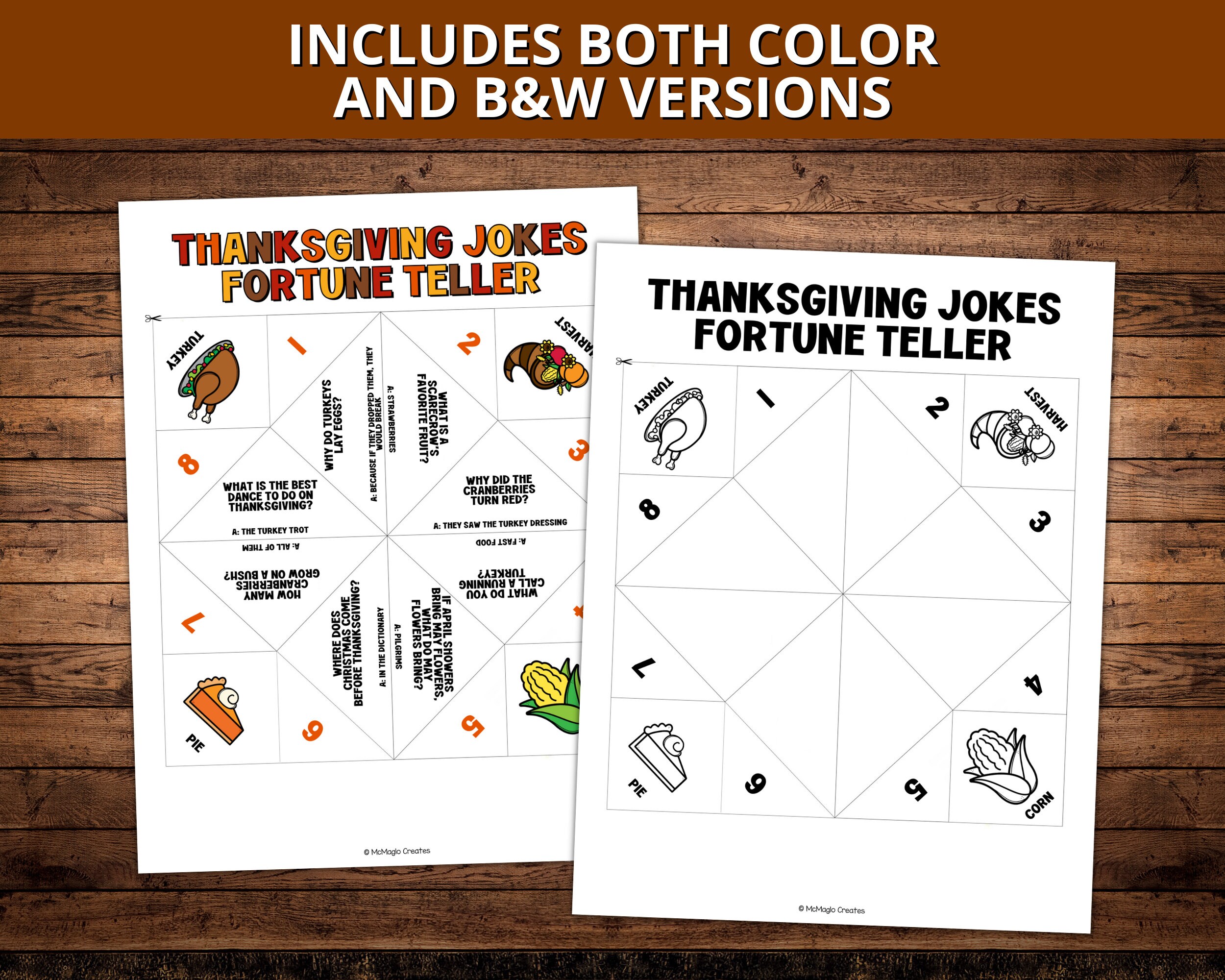 Thanksgiving Joke Fortune Teller Game, Thanksgiving Cootie Catcher ...
