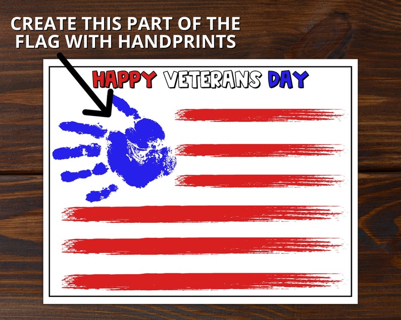 Veterans Day Handprint Art, Flag Handprint Art for Veterans Day ...