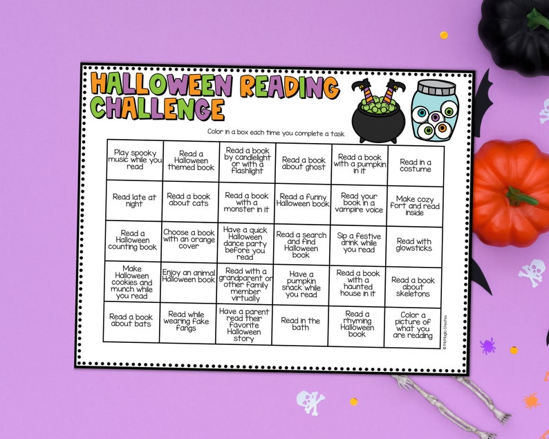 Halloween Reading Challenge for Kids Printable Reading - Etsy