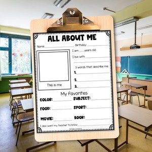 Student All About Me Questionnaire, Printable Back to School Activity ...