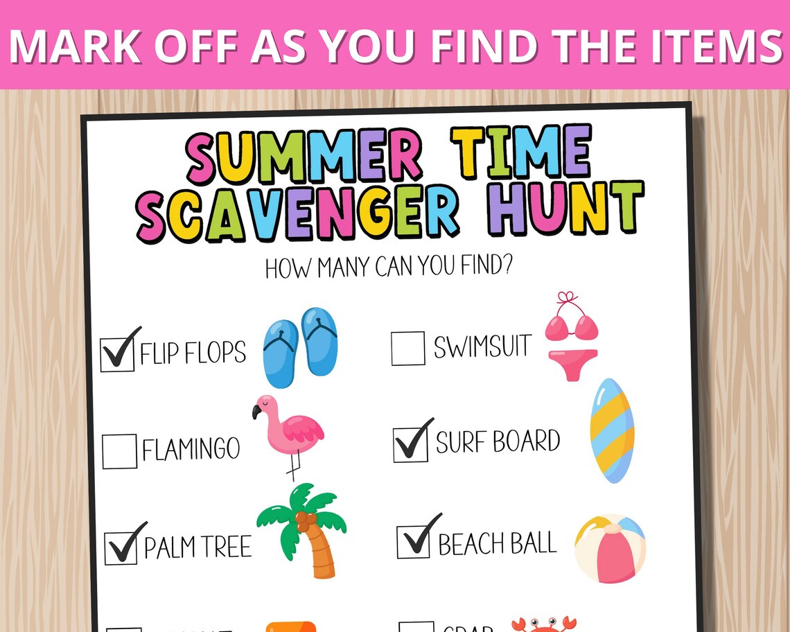 Summer Themed Indoor Scavenger Hunt Scavenger Hunt Printable - Etsy