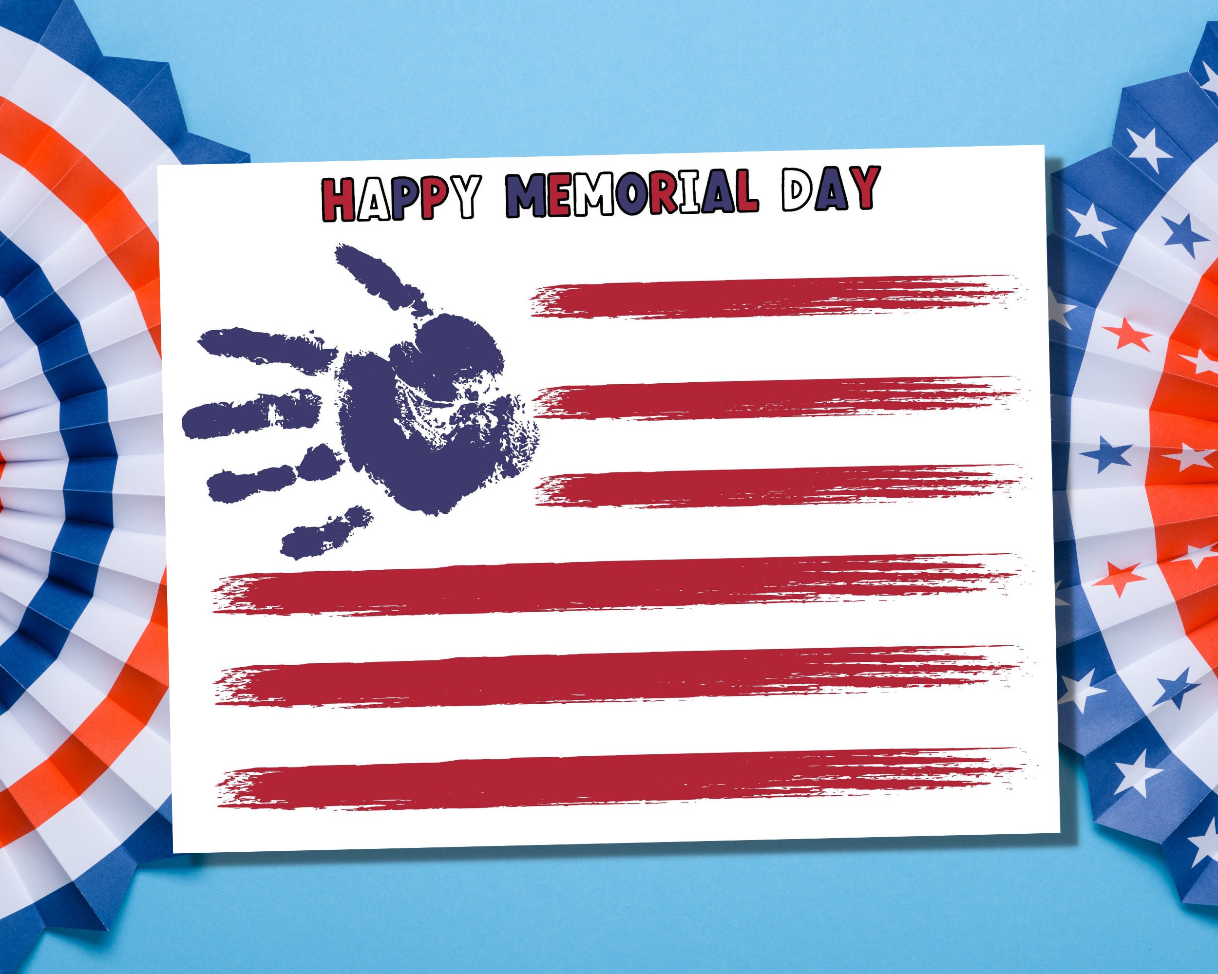Flag Handprint Art for Memorial Day Memorial Day Activities - Etsy