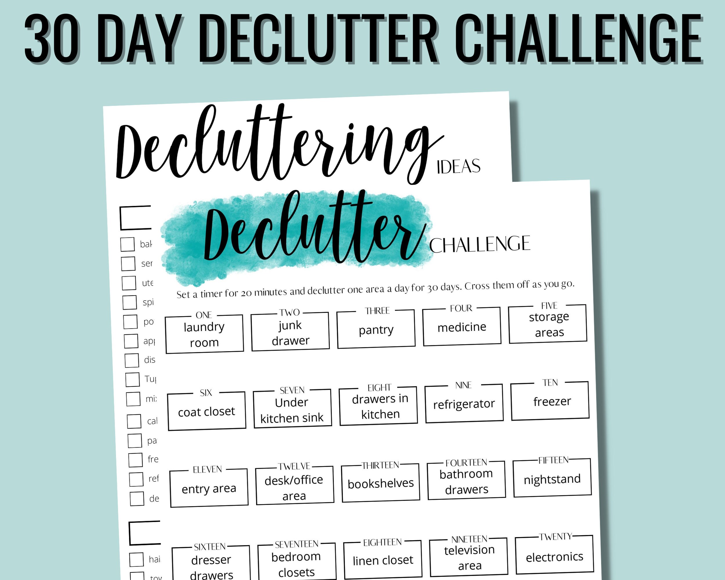 Declutter Challenge Printable Declutter Tracker Home Cleaning - Etsy