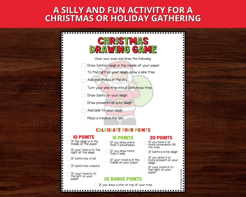 Christmas Drawing Game, Office Holiday Party Game, Christmas Family ...