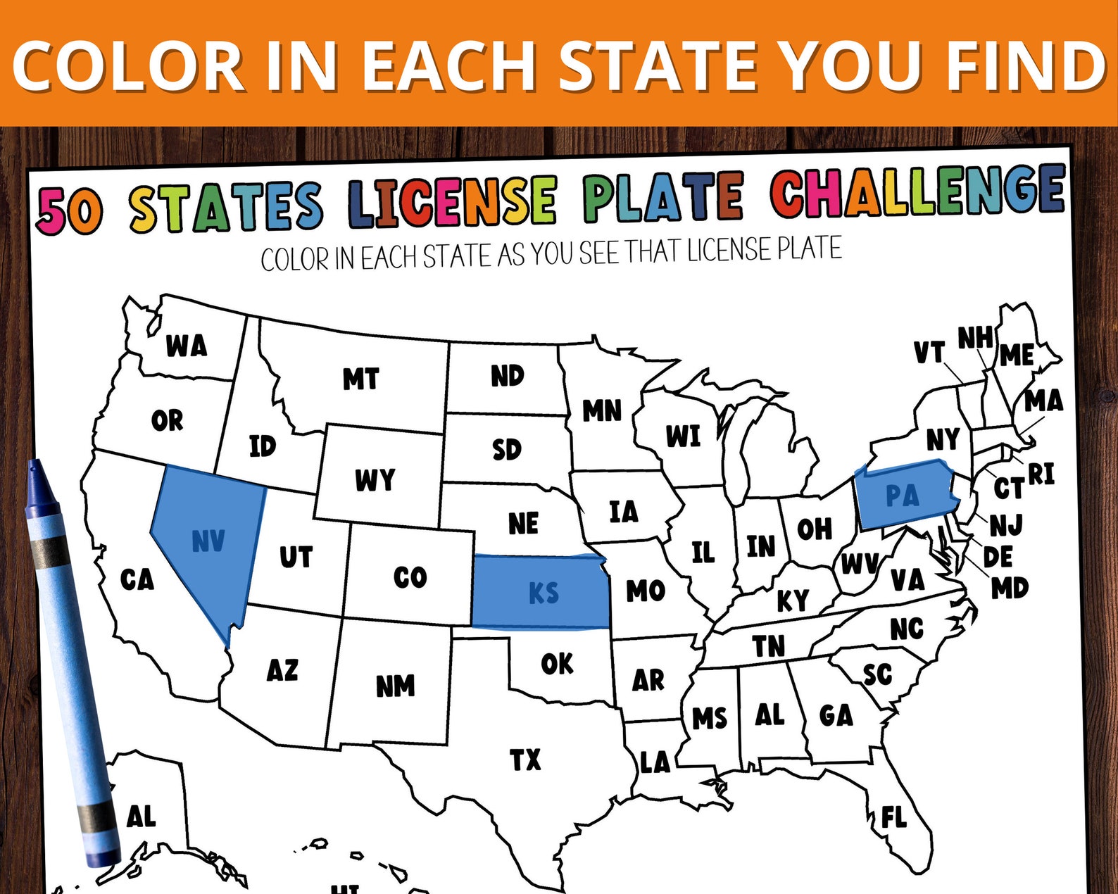 License Plate Challenge, Road Trip Printable, Kids Travel Activity - Etsy