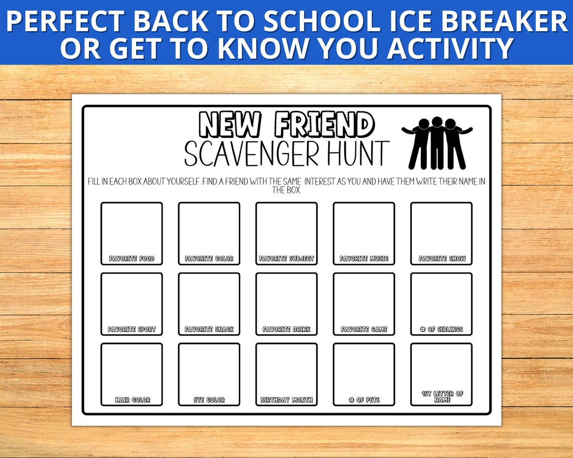 Back to School New Friend Scavenger Hunt Find Someone Who - Etsy