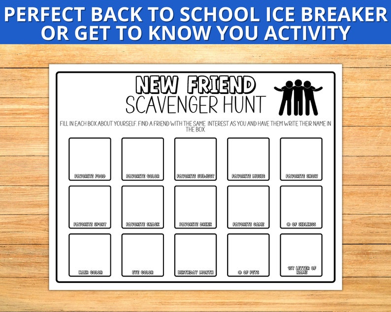 Back to School New Friend Scavenger Hunt Find Someone Who - Etsy