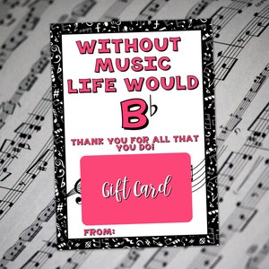 Music Teacher Appreciation Gift Card Holder, Music Teacher Appreciation ...