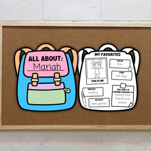 All About Me Backpack, First Day of School Activity, All About Me Craft ...