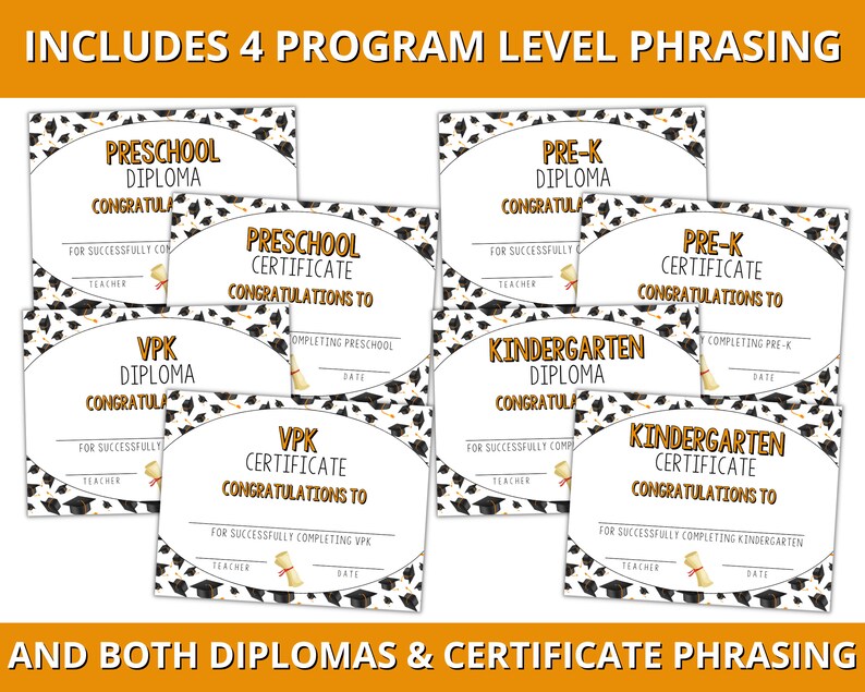 Kindergarten Graduation Certificate Template, Printable Certificate of ...