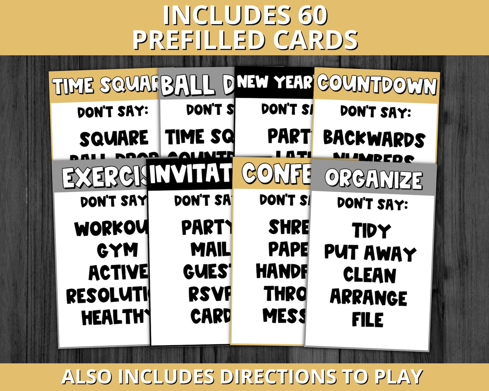 New Year's Eve Printable Party Game, Banned Babble A Forbidden Word ...