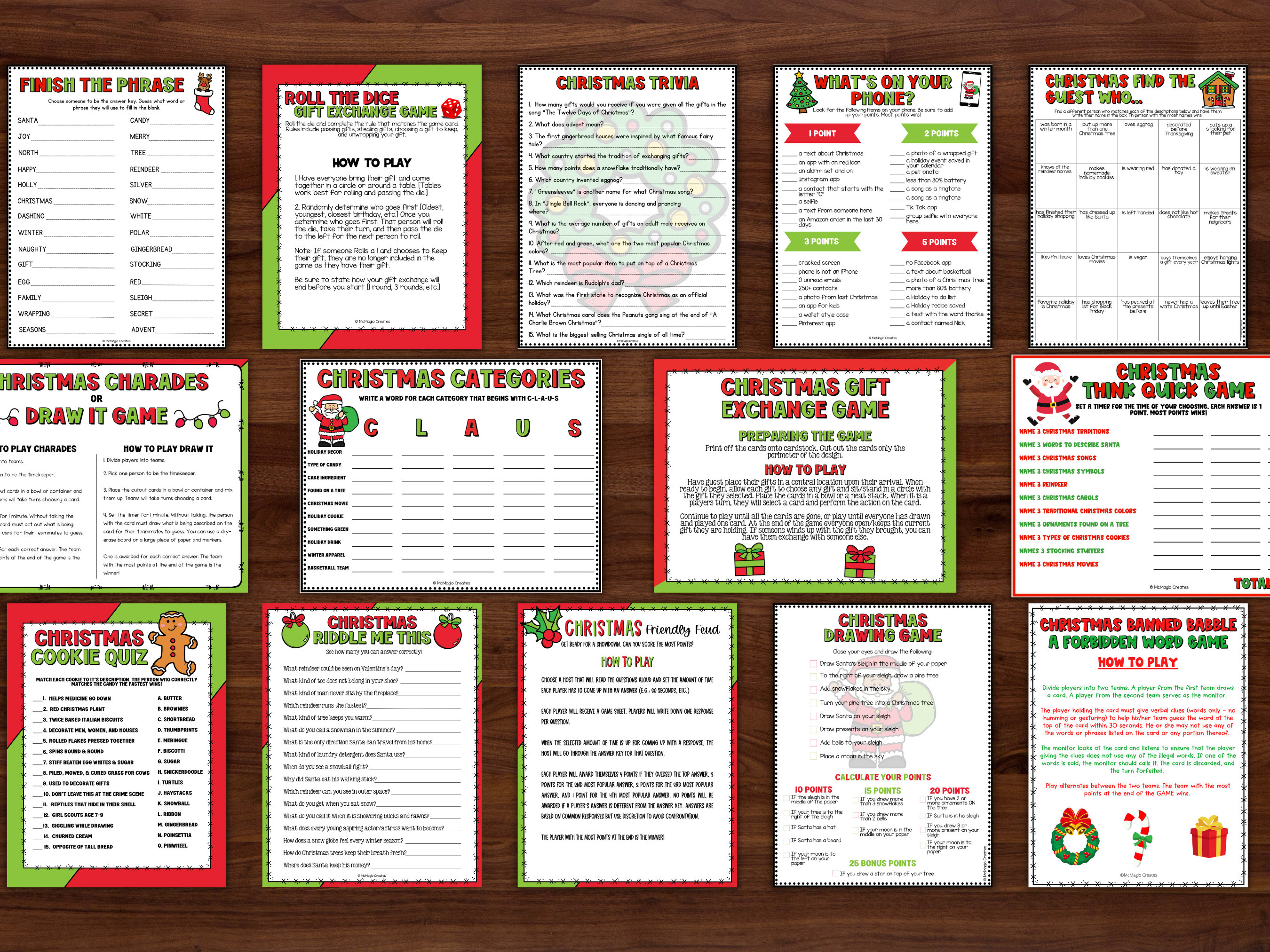 Holiday Party Games for Large Groups, Christmas Party Game Bundle ...