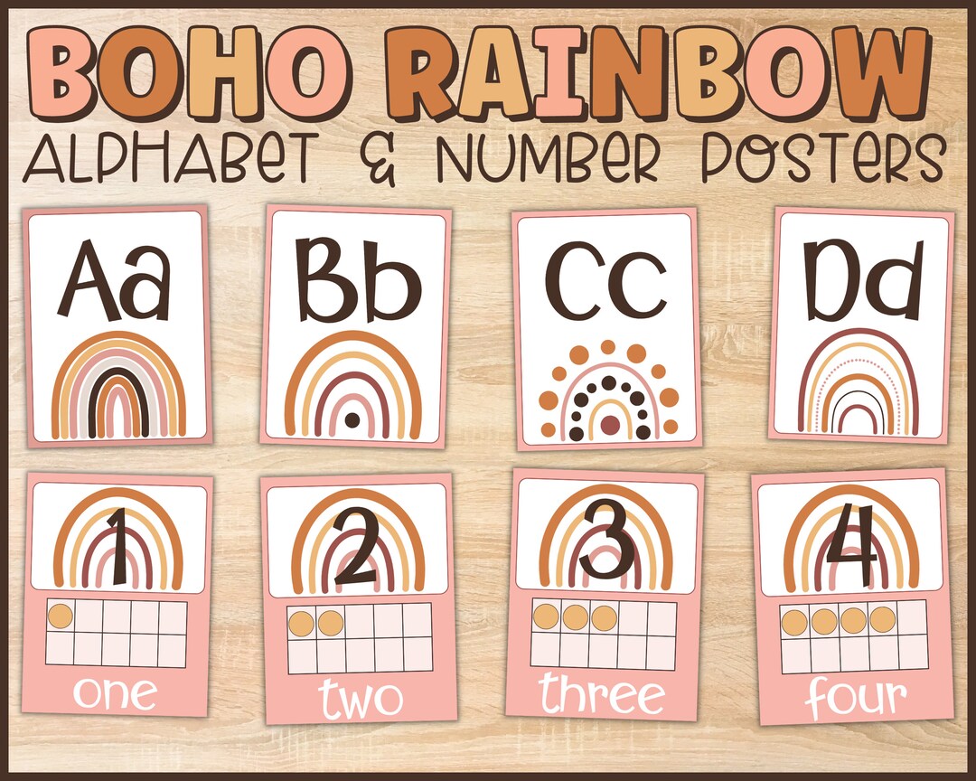 Neutral Boho Alphabet and Number Posters Boho Classroom Décor - Etsy