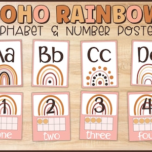 Neutral Boho Alphabet and Number Posters Boho Classroom Décor - Etsy