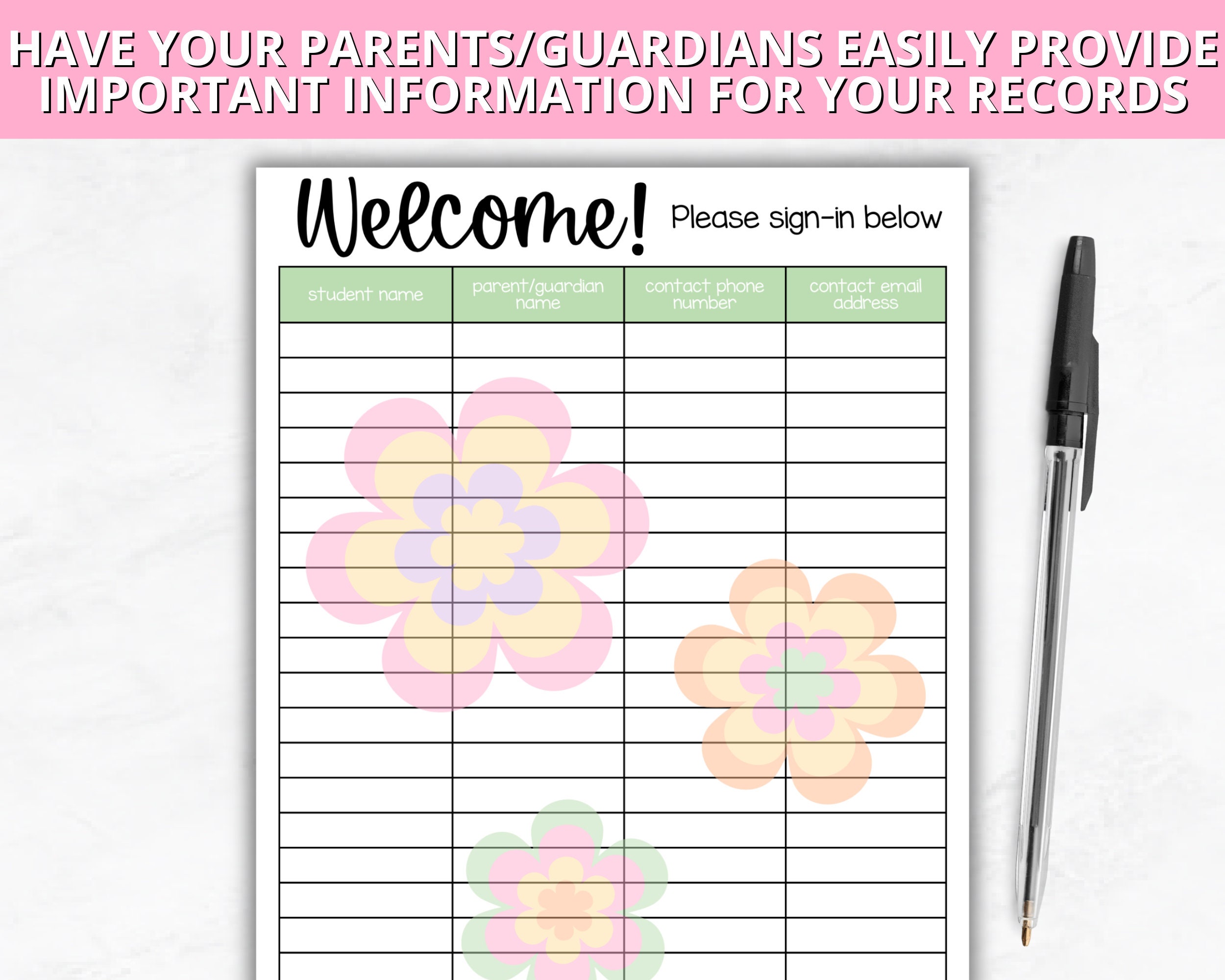Pastel Rainbow Back to School Open House Sign in Sheet, Meet the ...