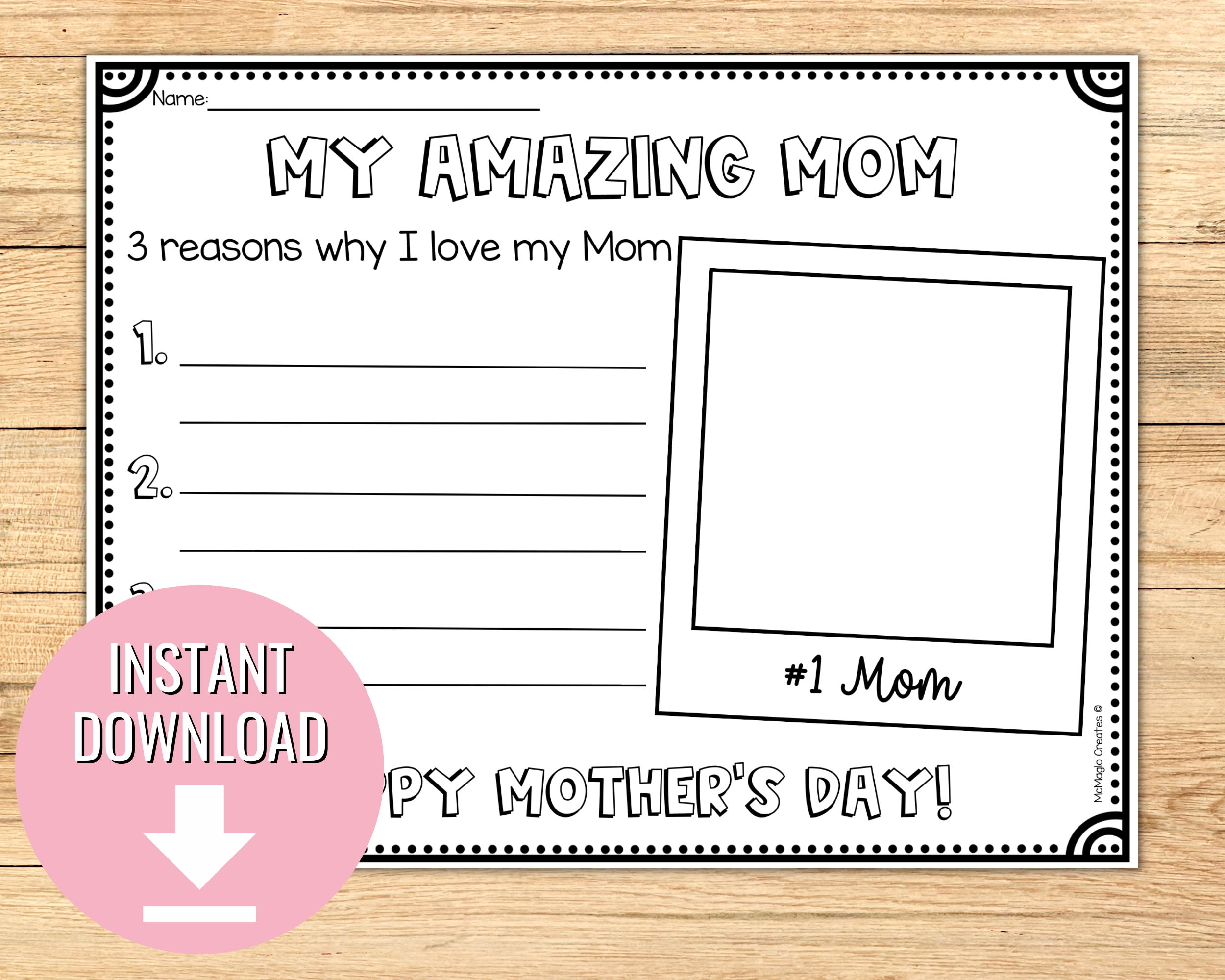 Mother's Day Activity for Kids, Mother's Day Questionnaire, 3 Reasons ...