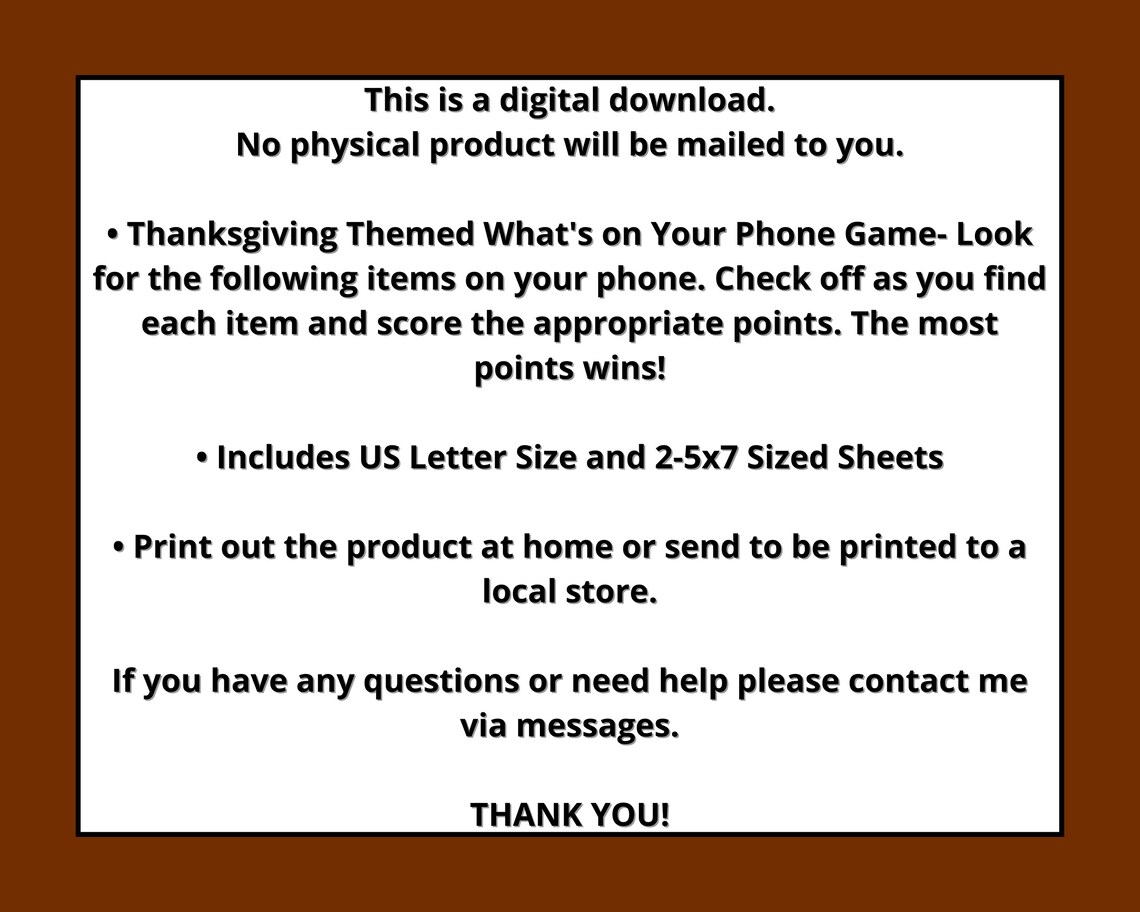 Thanksgiving What's on Your Phone Game Thanksgiving - Etsy